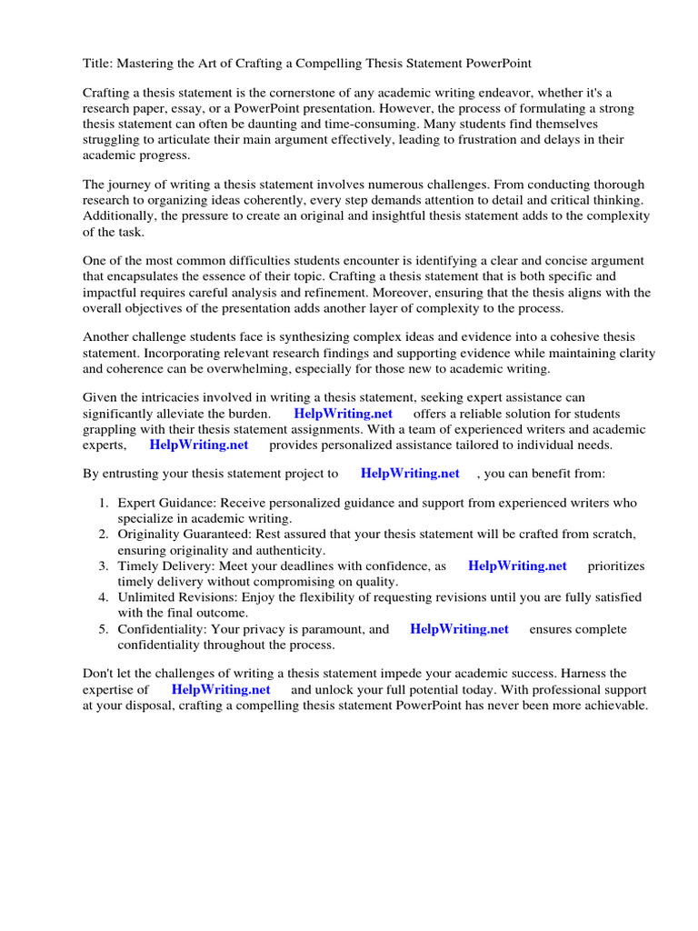How To Write A Good Thesis Statement Powerpoint | PDF | Essays | Thesis
