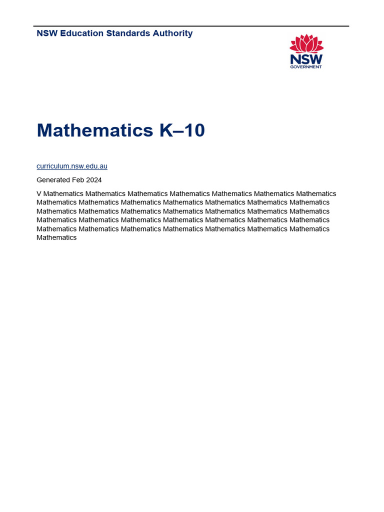 Mathematics K-10: NSW Education Standards Authority | PDF | Equations ...