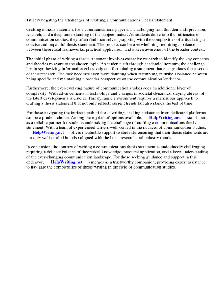 Crafting Communications Thesis Statements | PDF | Essays | Communication