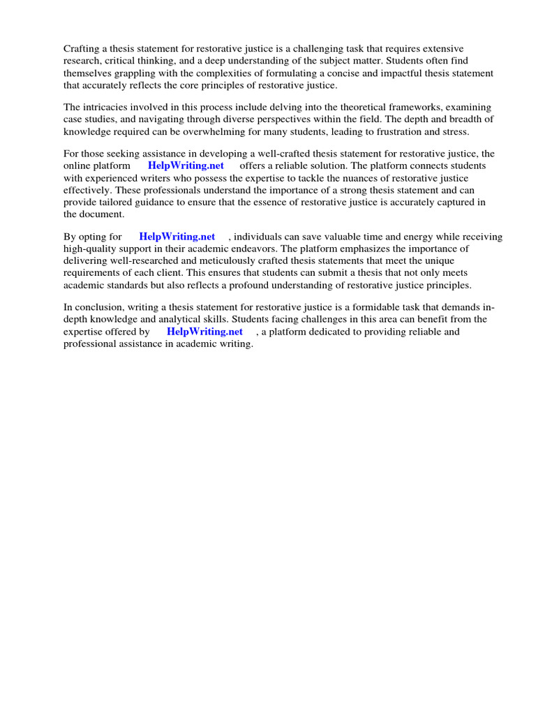 Thesis Statement For Restorative Justice | PDF | Restorative Justice ...