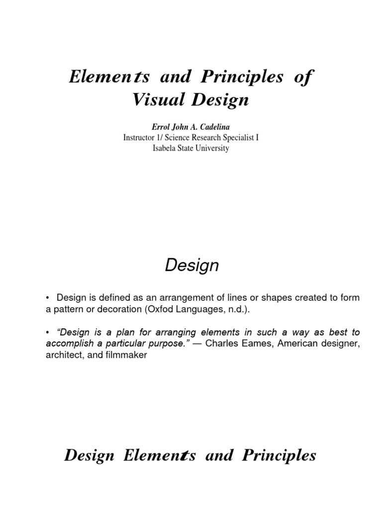 4 Elements Principles of Visual Design | PDF | Color | Vision