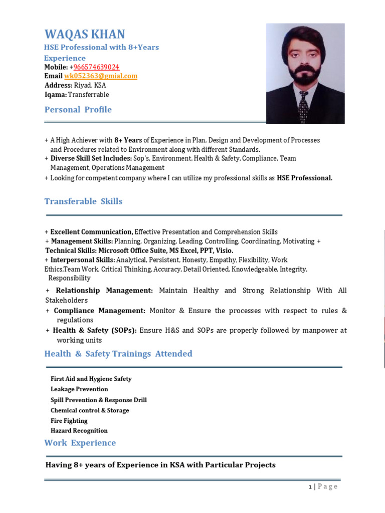 Waqas Khan Safety Officer1 | PDF