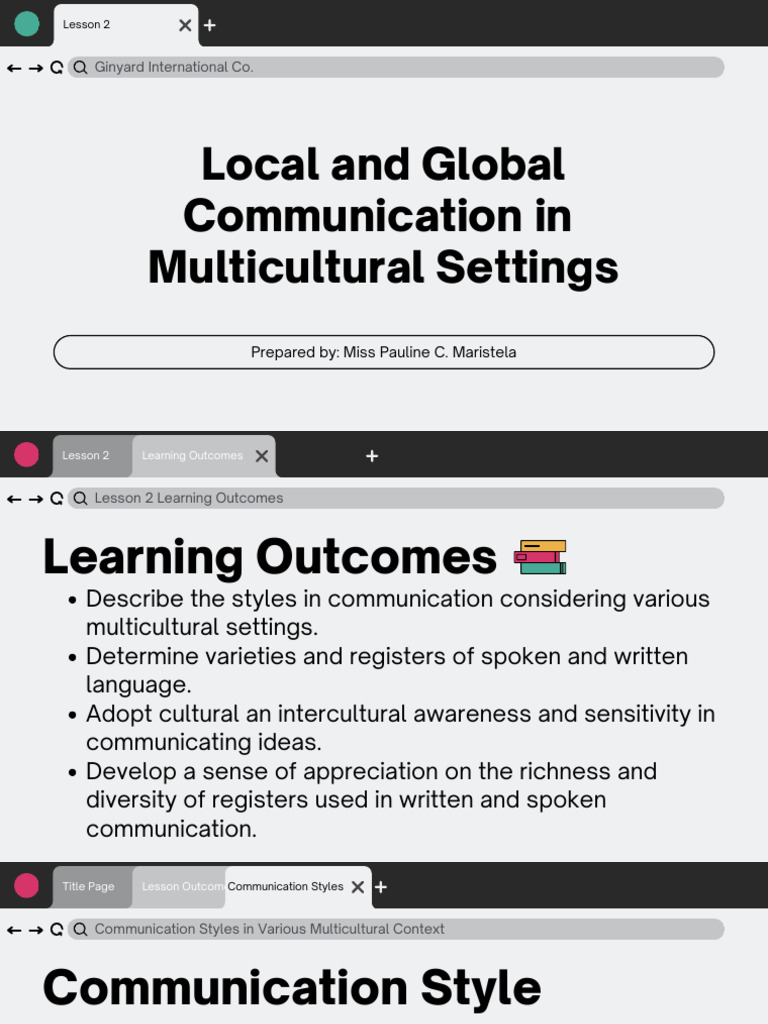 LESSON 2 Local and Global Communication in Multicultural Settings | PDF ...