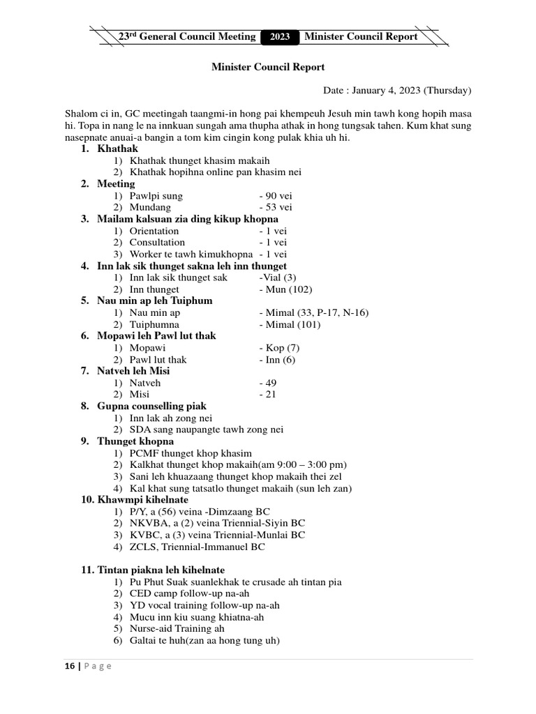 2023 MC Report | PDF | Church Organization | Ecclesiastical Titles