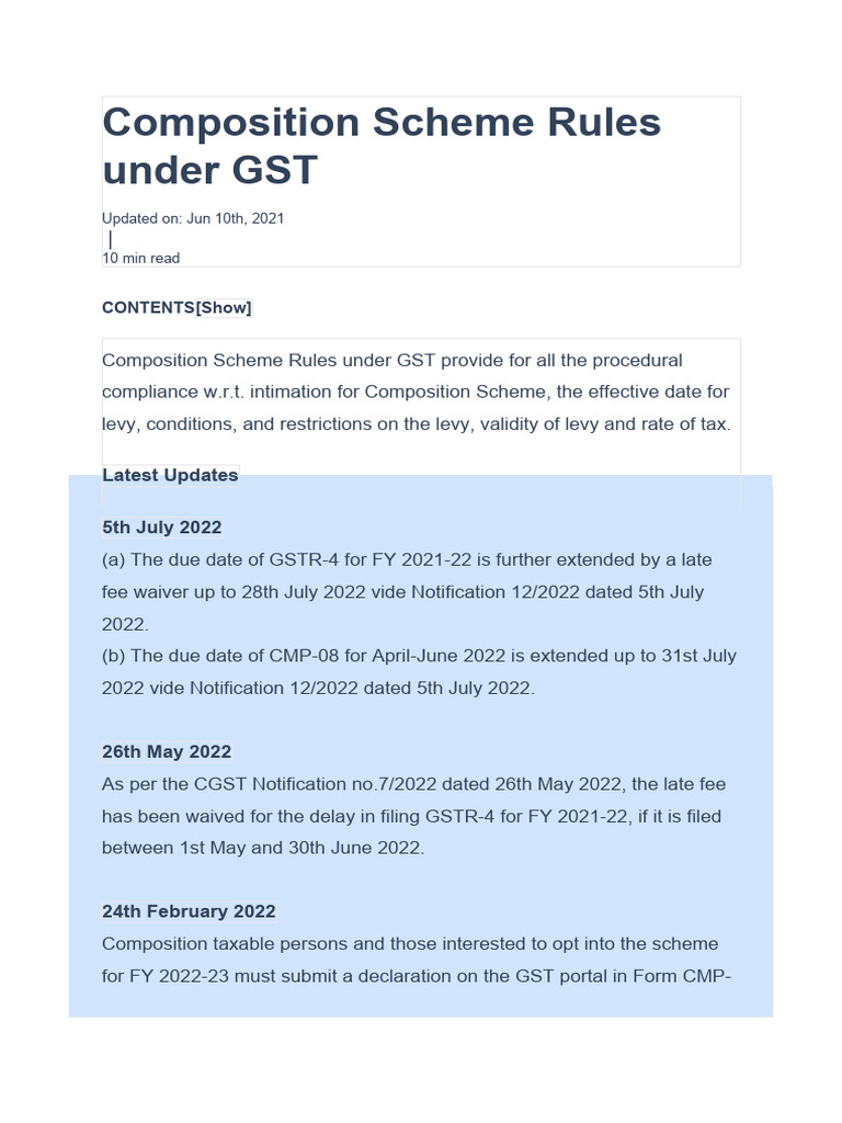 GST Composition Scheme Rules Guide | PDF | Taxes | Value Added Tax