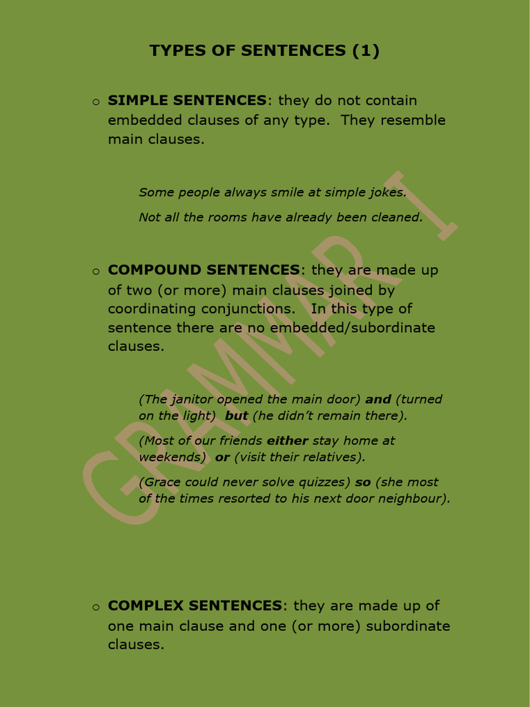 Types of Sentences | PDF | Clause | Semantic Units