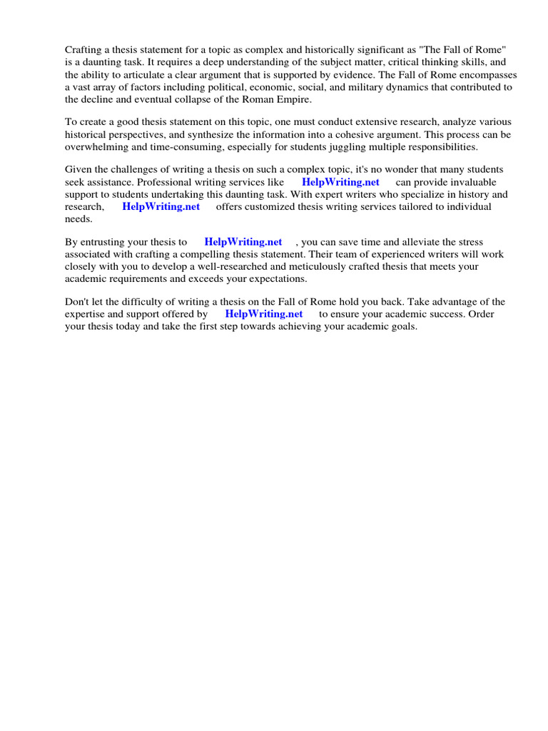 Good Thesis Statements For The Fall of Rome | PDF | Ancient Rome ...
