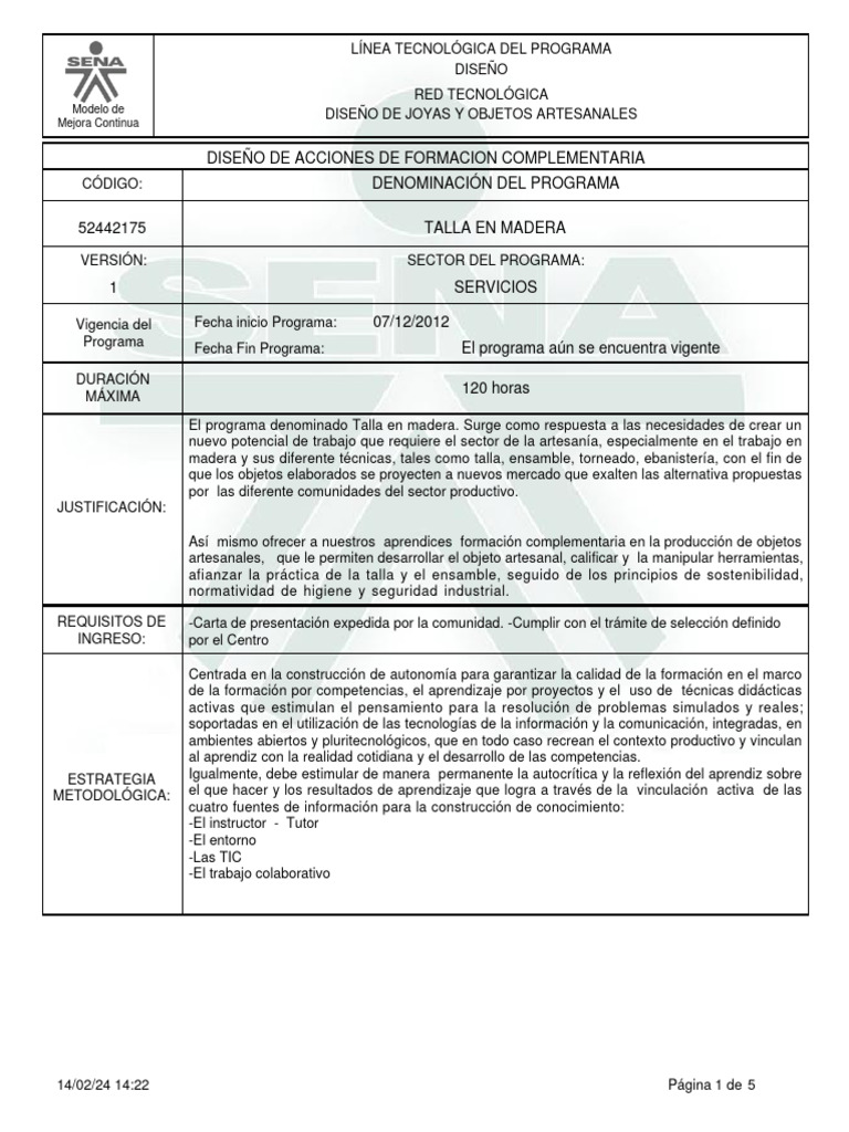 Informe Programa de Formación Complementaria | PDF | Diseño | Aprendizaje