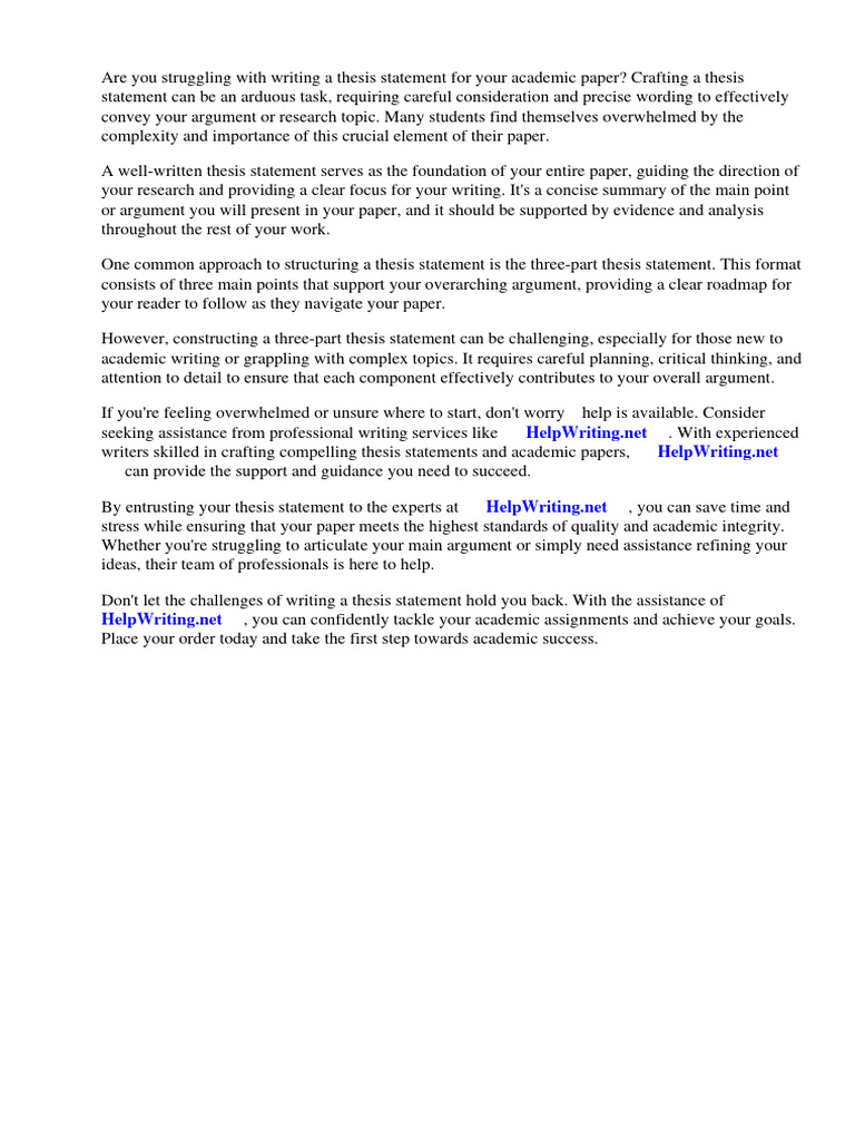 Writing A 3 Part Thesis Statement | PDF | Essays | Thesis