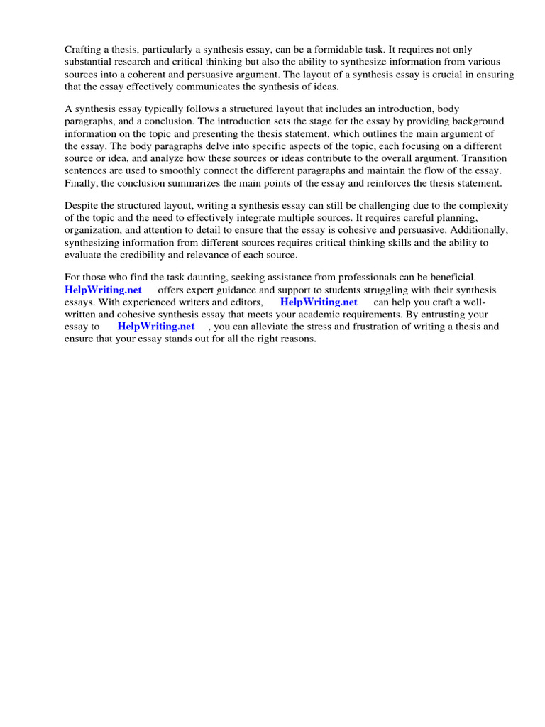 Synthesis Essay Layout | Download Free PDF | Essays | Citation