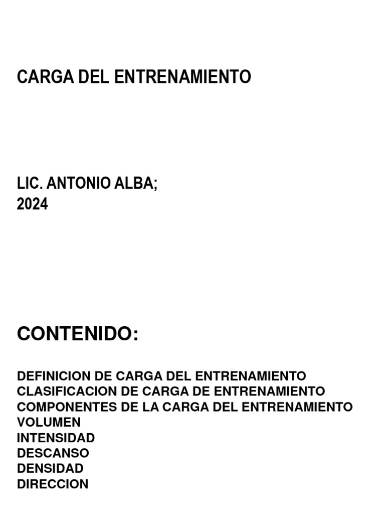 Carga del Entrenamiento: Definición y Componentes | PDF | Corriente ...