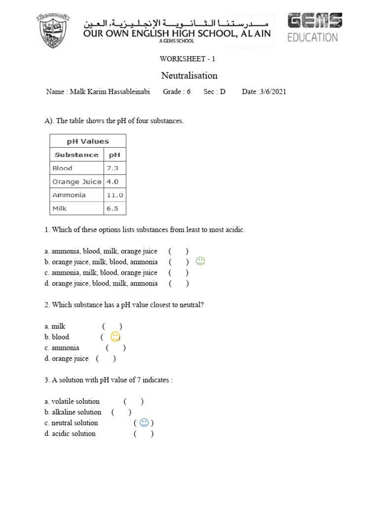 WORKSHEET - ON - NEUTRALIS Malk Karim 6D ATION | PDF | Sodium ...