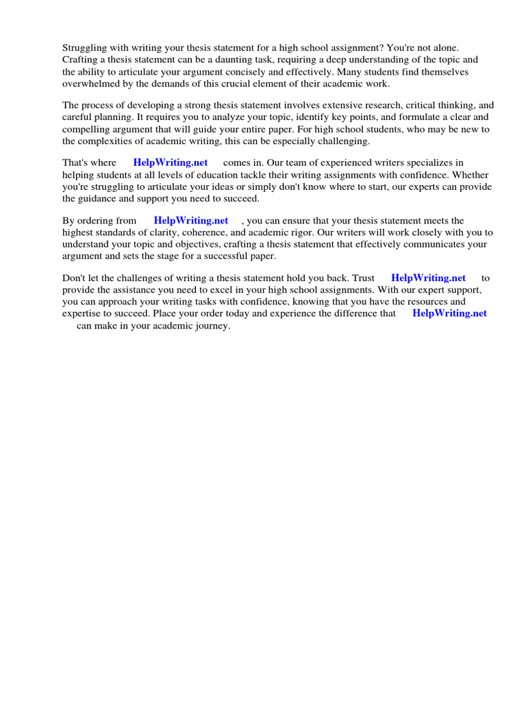 Thesis Statement Activity High School | PDF | Expert | Thesis