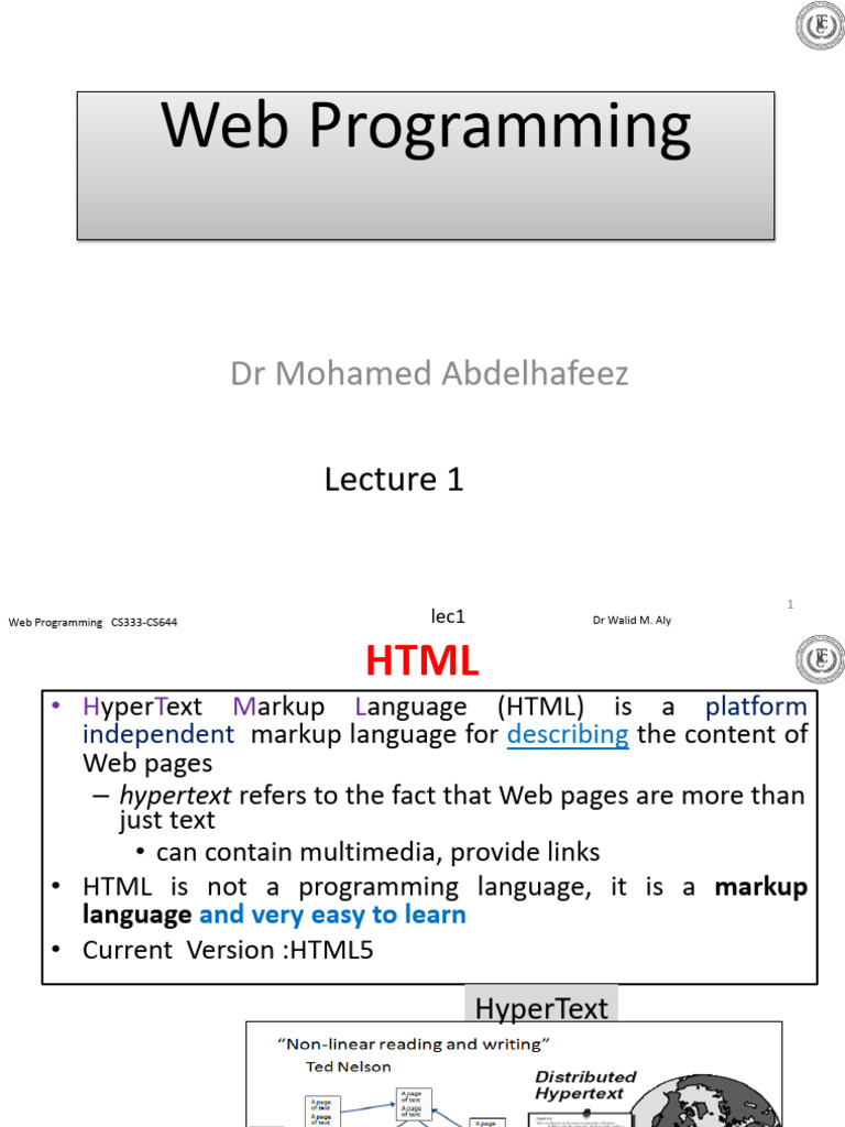 Lec1 Web Programming | PDF | Hyperlink | Html Element Lec1 Web Programming | PDF | Hyperlink | Html Element