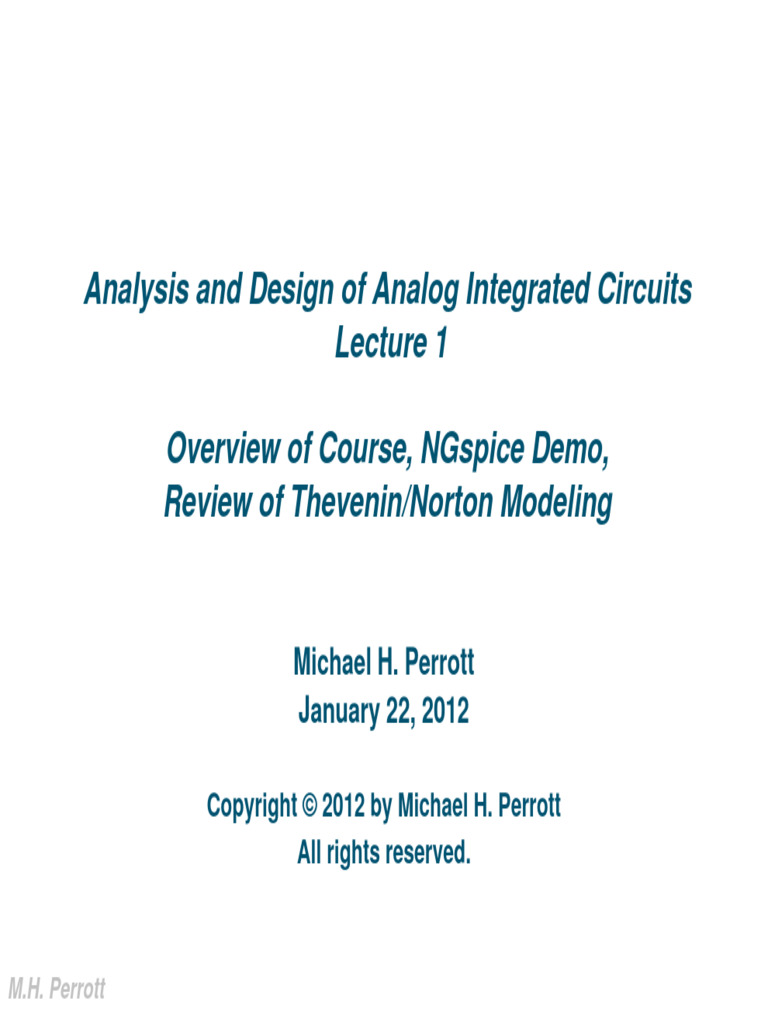 MIT-Michael H. Perrott | PDF | Mosfet | Electronic Circuits