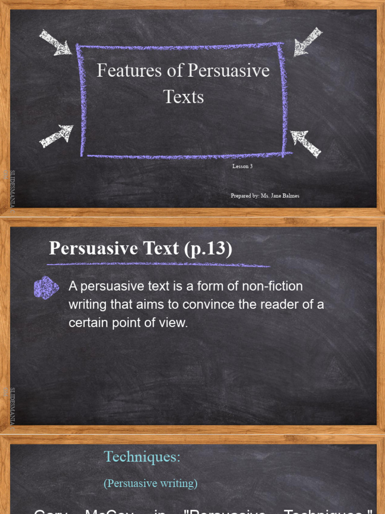Features and Techniques in Persuasive Writing | PDF | Persuasion | Argument