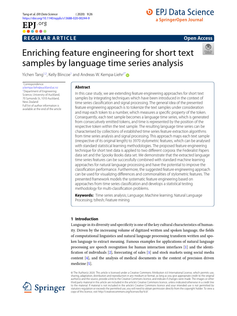 Enriching Feature Engineering For Short Text Samples | PDF | Time Series | Statistical ...