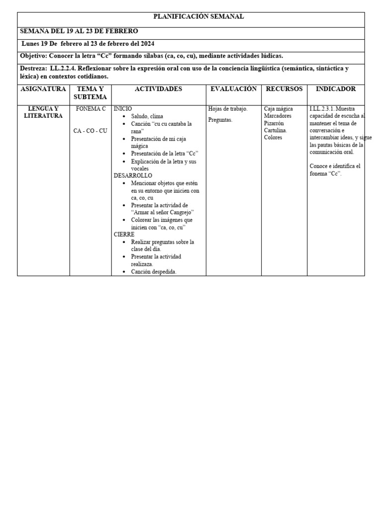 PLANIFICACIÓN | PDF