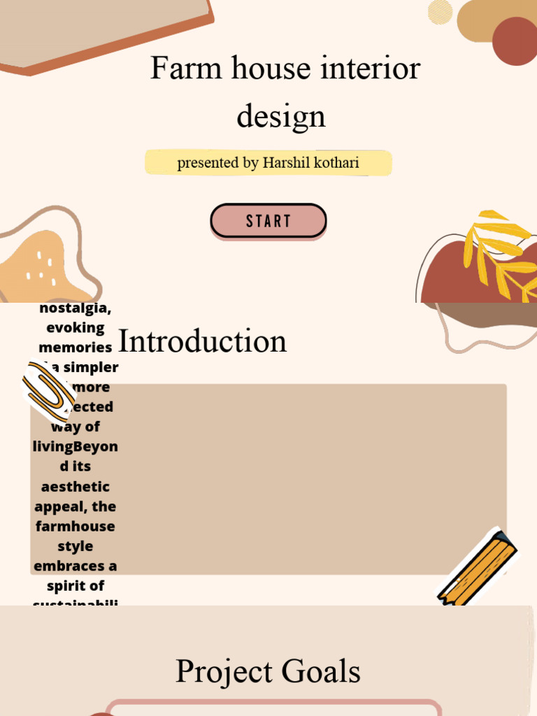 Farm House Interior Design: Presented by Harshil Kothari | PDF | Interior Design | Furniture