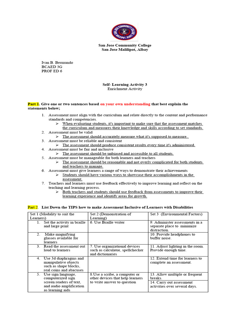 SLE 3 Prof Ed 6 | PDF