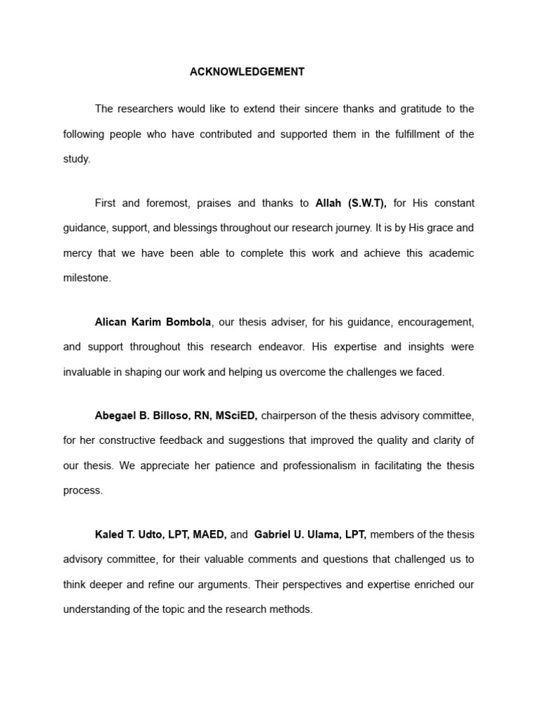 ACKNOWLEDGEMENT | Download Free PDF | Psychological Concepts | Cognition