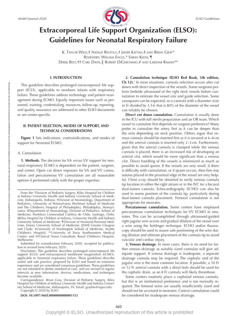 Guidelines Neonato - 2023 Extracorporeal - Life - Support ...