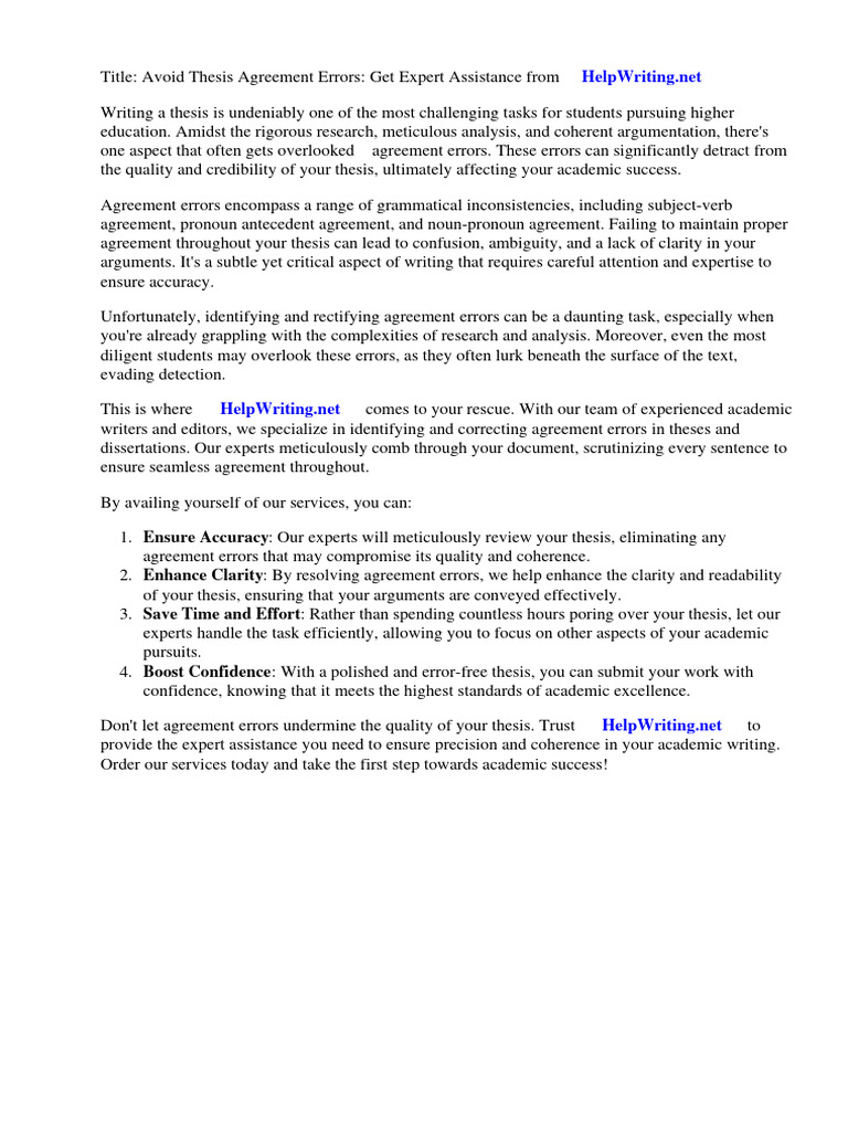 Thesis Agreement Errors | PDF | Thesis | Linguistics