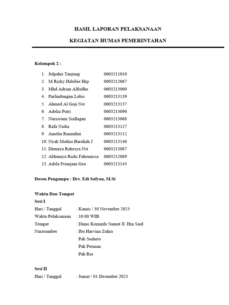 Laporan Humas | PDF