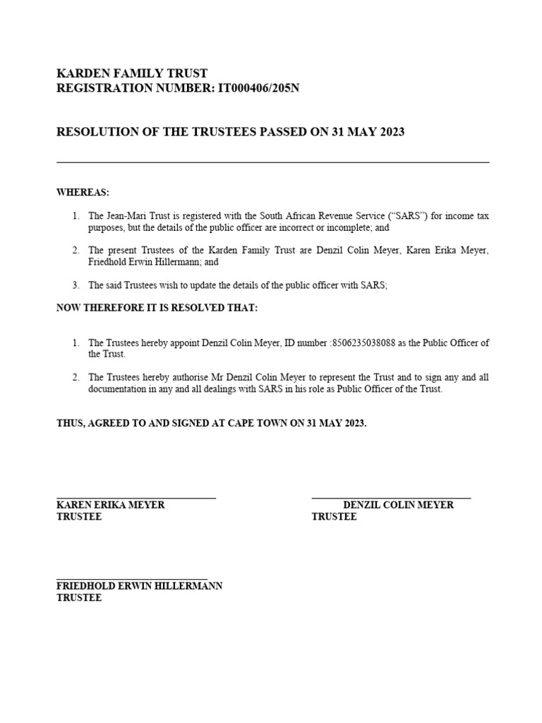 Trustee Resolution Update | PDF