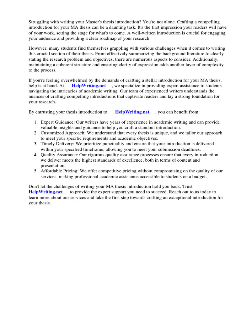 How to Write Introduction for Ma Thesis | PDF | Thesis | Essays