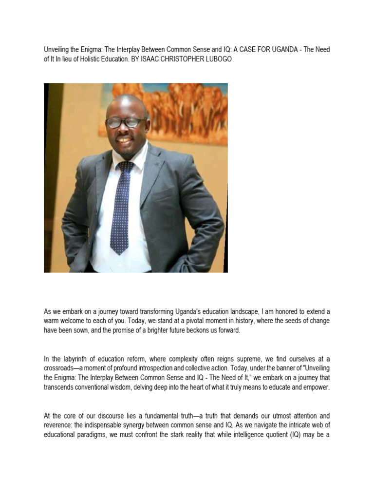 Unveiling The Enigma The Interplay Between Common Sense and IQ A CASE ...