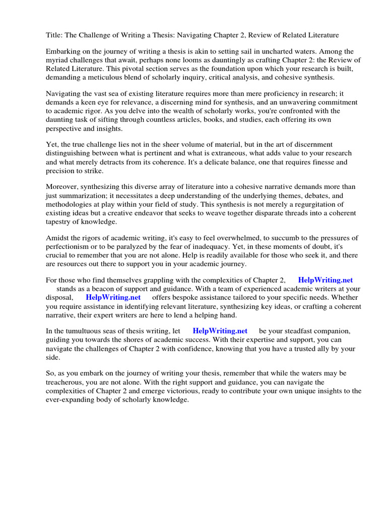 Example Chapter 2 Thesis Review Related Literature | PDF