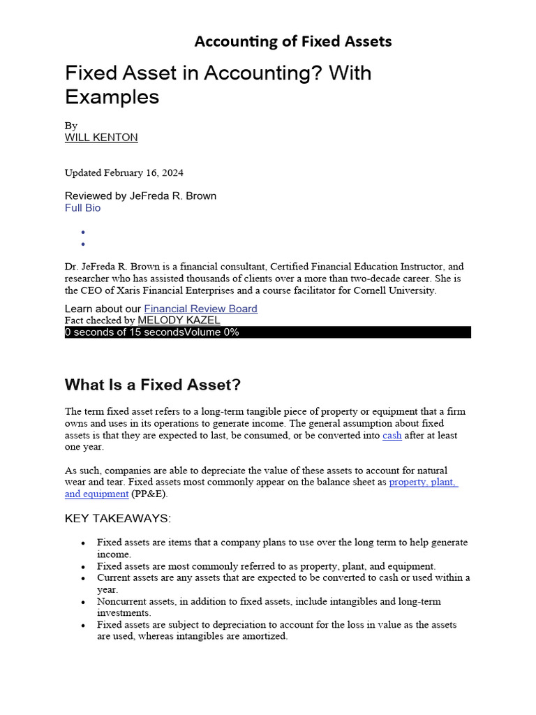 Accounting of Fixed Assets | PDF | Depreciation | Fixed Asset