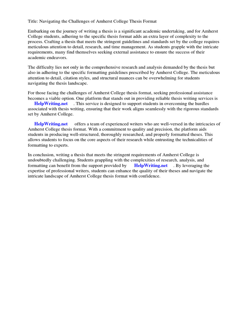 Amherst College Thesis Format | PDF | Thesis | Essays