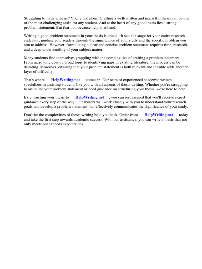How To Write A Good Problem Statement in Thesis | PDF