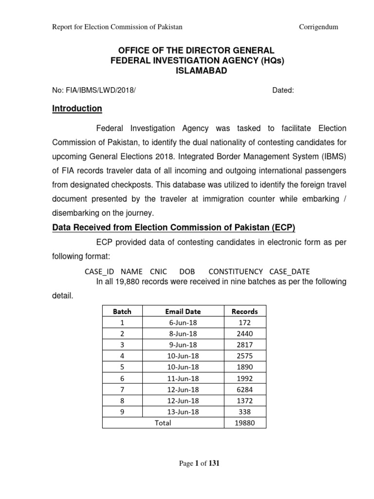 FIA ECP Report | PDF | Government | Government Of Pakistan