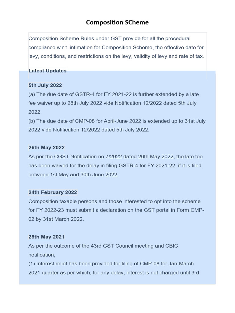 Composition Scheme | PDF | Value Added Tax | Taxes