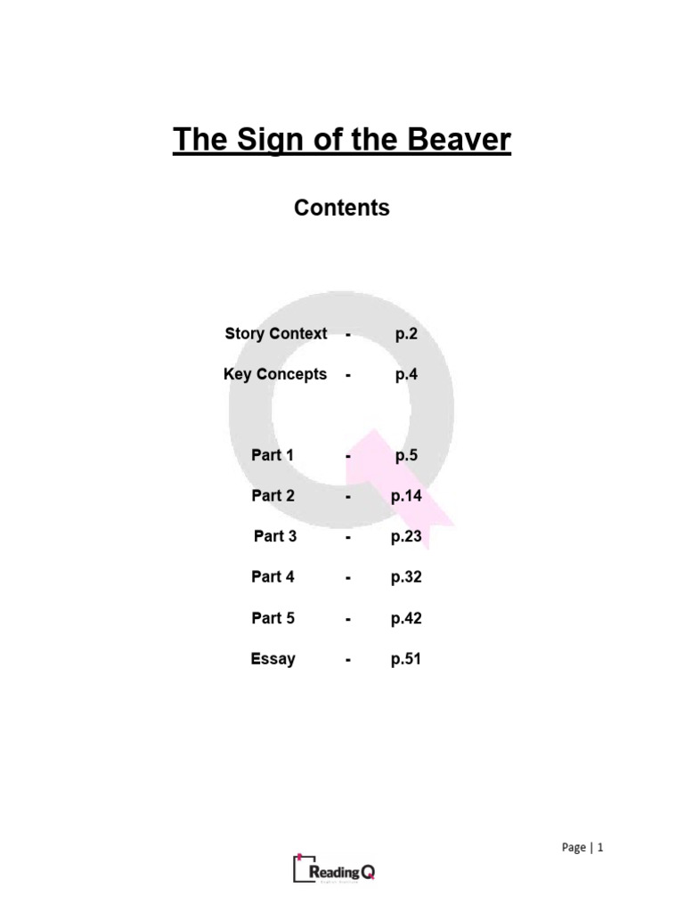 The Sign Of the Beaver Study Guide | PDF | Loneliness | Verb