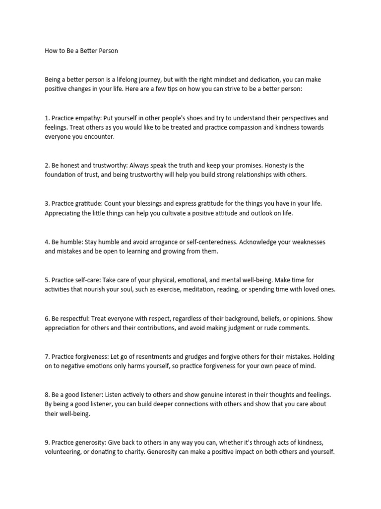 How To Be A Better Person | PDF