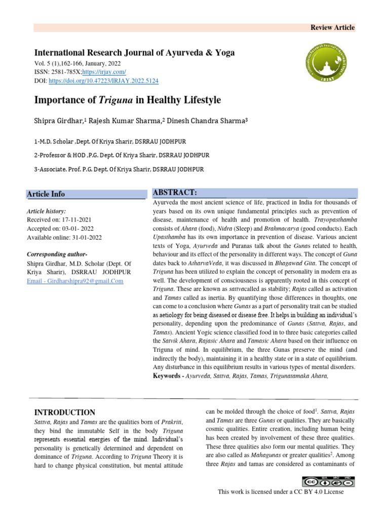 Triguna's Role in Healthy Living | PDF | Hindu Philosophical Concepts ...