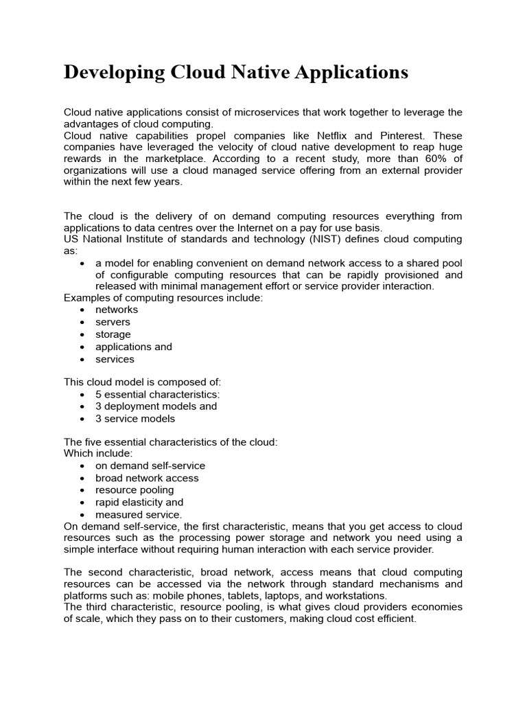 Developing Cloud Native Applications | PDF | Cloud Computing | Software ...