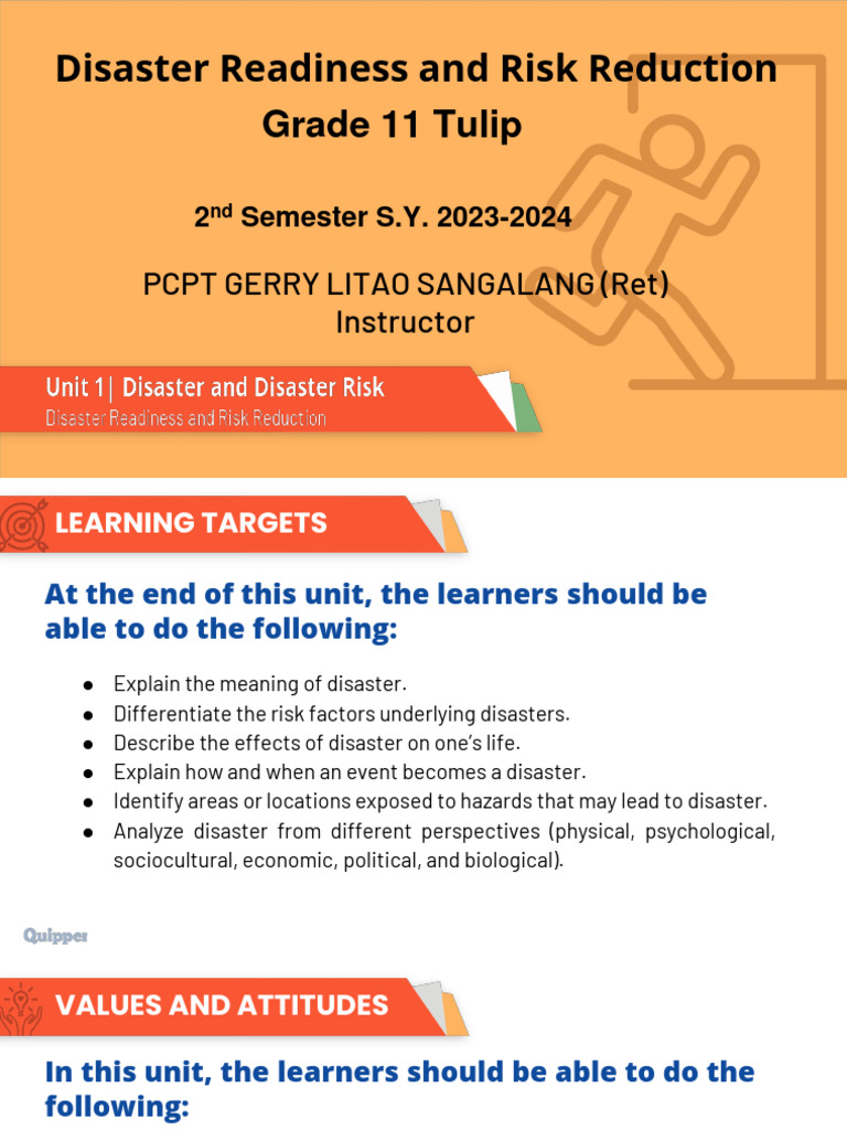 DRRR UNIT 1 LESSON 1 The Concept of Disaster and Disaster Risk LESSON 1 ...