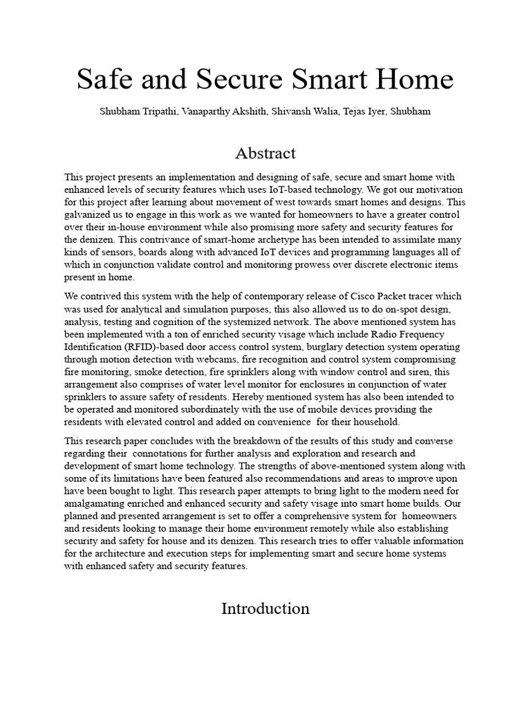 Safe and Secure Smart Home Using Cisco Packet Trac | PDF | Security | Computer Security