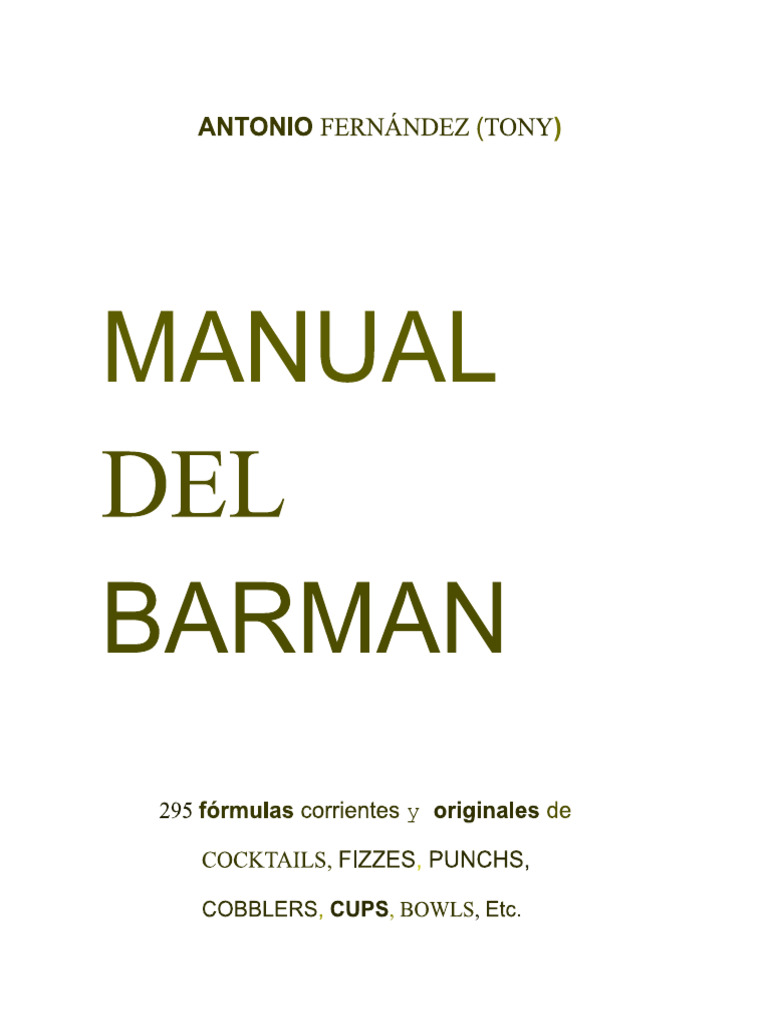 Manual Del Barman Autor Antonio Fernández - Documentos de Google | PDF