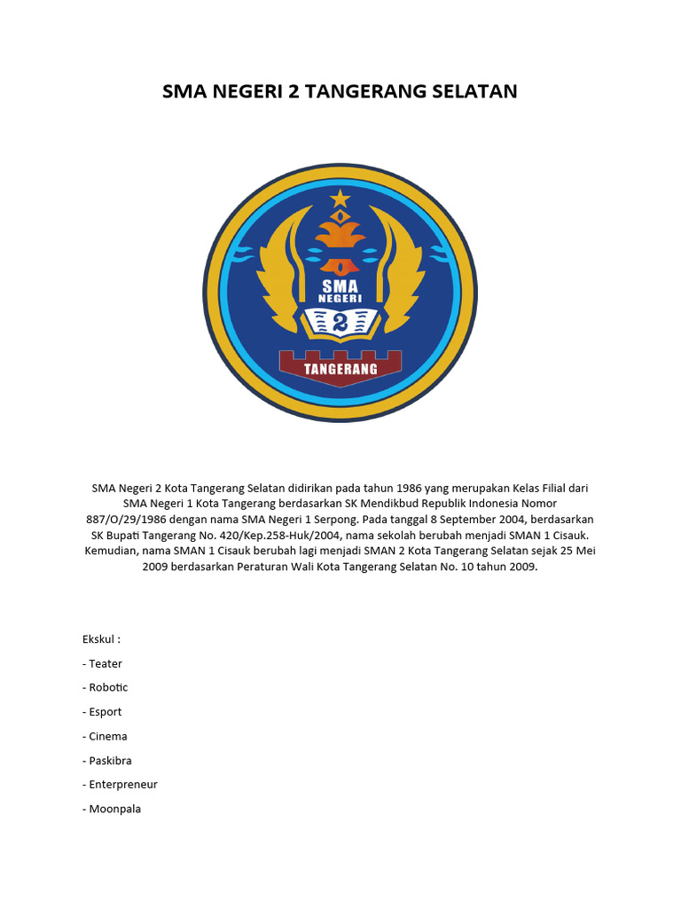 Sma Negeri 2 Tangerang Selatan | PDF | Kesehatan Holistik | Sains ...