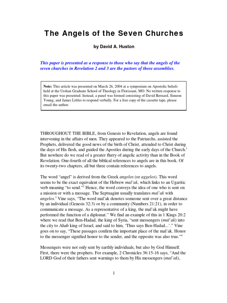 Angels of the Seven Churches Explained | PDF | God The Father | Elder ...