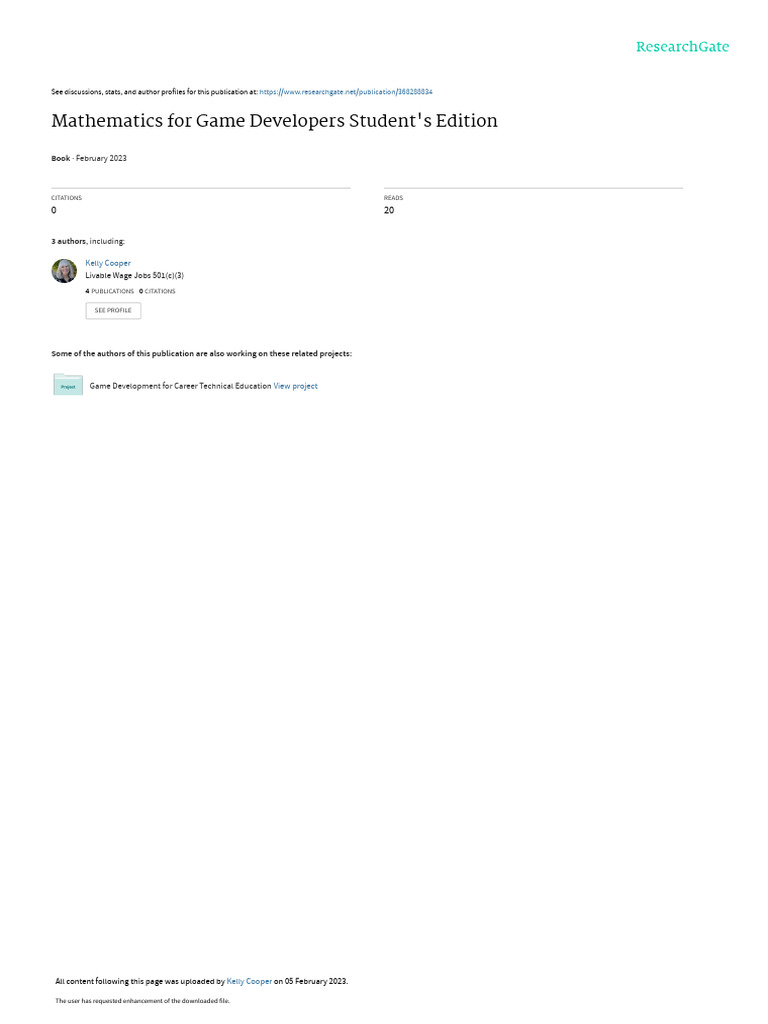 Mathematics For Game Developers StudentEdition | PDF | Art | Computers