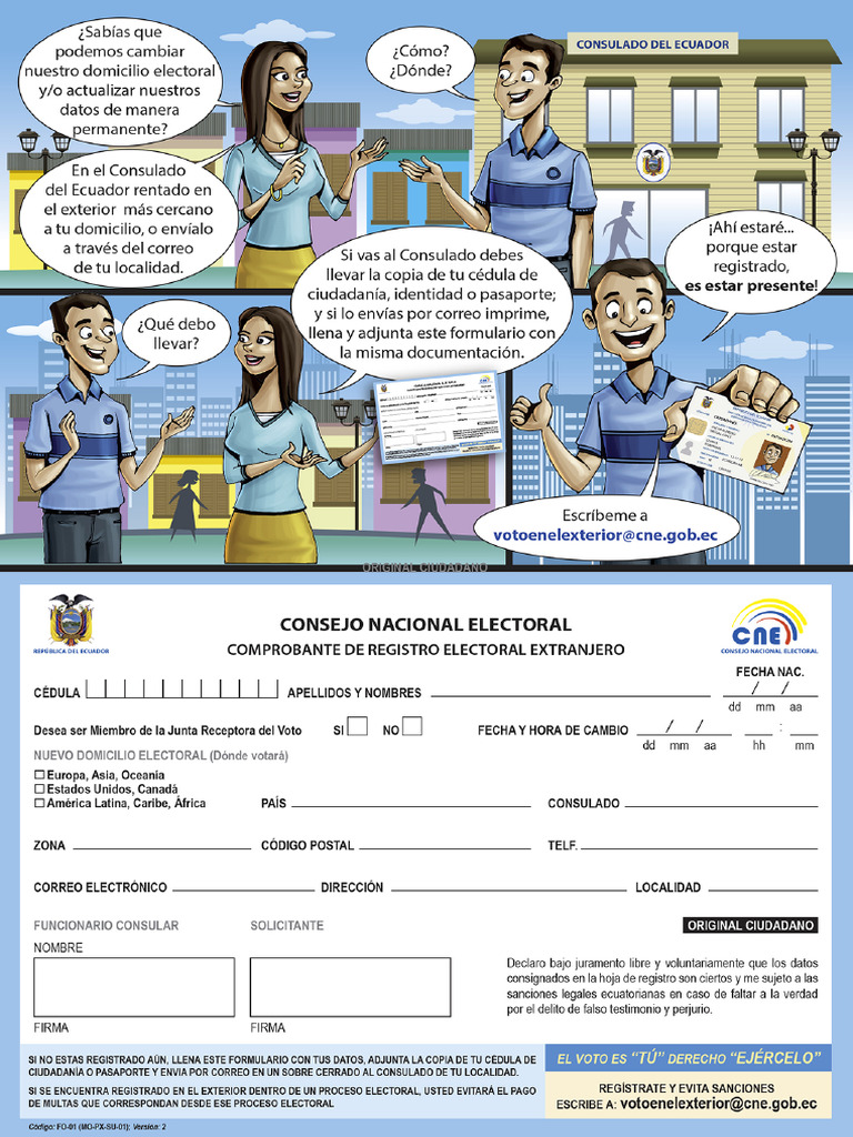 Formulario de Cambio de Domicilio Electoral | PDF