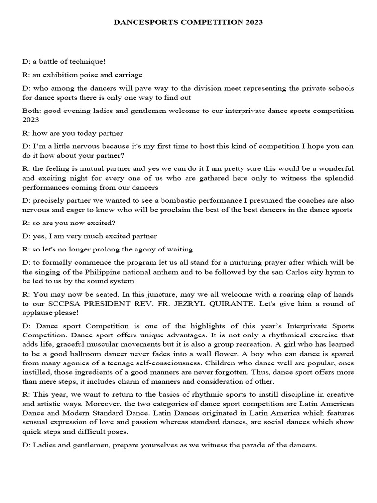 Dancesports Competition 2023 | PDF | Dances | Ballroom Dance