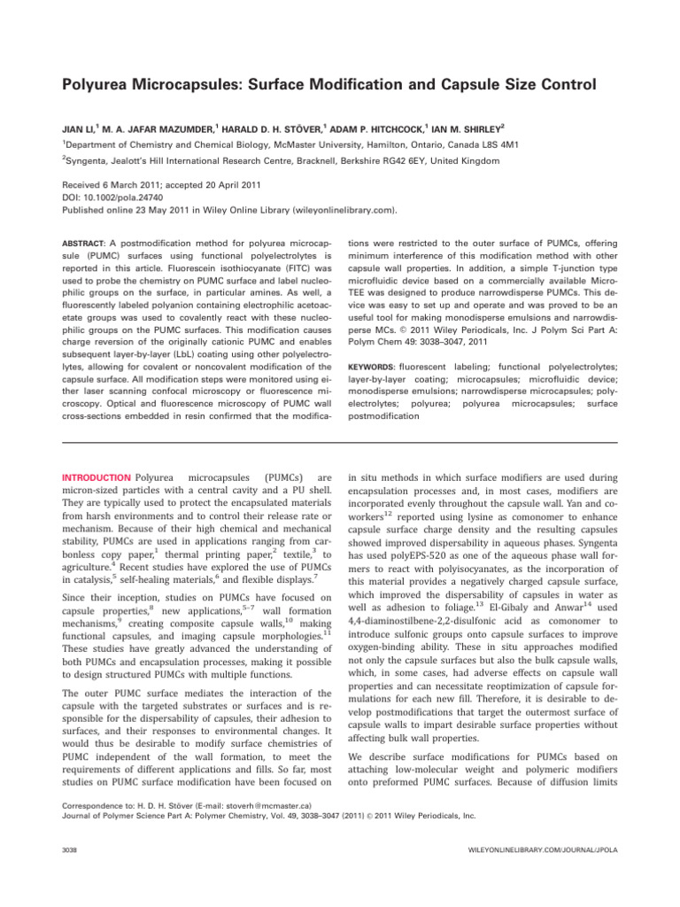 20231121SF01 - PUMC Surface Modification and Capsule | PDF | Physical Sciences | Applied And ...
